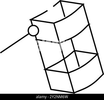 box kite fly line icon vector. box kite fly sign. isolated contour ...