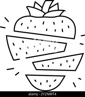 strawberries whole cut pieces line icon vector. strawberries whole cut ...