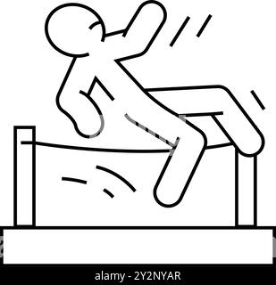 fall fence accident line icon vector illustration Stock Vector Image ...