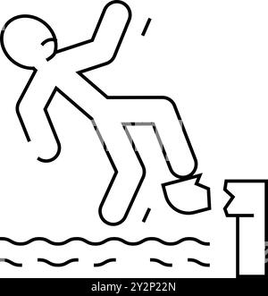 falling water man accident line icon vector illustration Stock Vector ...