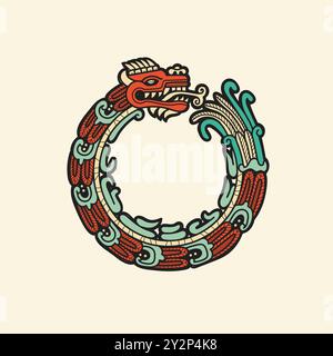 hand drawn aztec dragon quetzalcoatl mexican god and aztec mythology ...