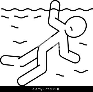 drowned man accident line icon vector. drowned man accident sign ...