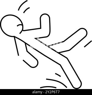slipped man fall accident line icon vector. slipped man fall accident ...