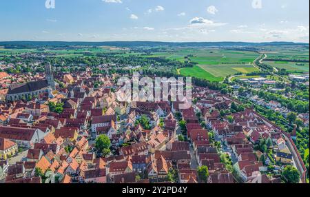 Aerial view to Nördlingen in the Geopark Ries in northern Swabia Stock ...