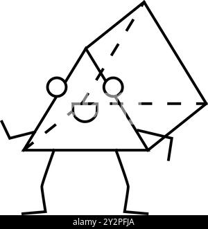 prism geometric shape character line icon vector illustration Stock ...