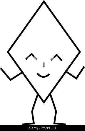 rhombus geometric shape character line icon vector illustration Stock ...