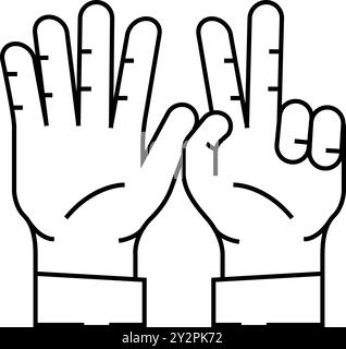 seven number hand gesture line icon vector illustration Stock Vector Image & Art - Alamy