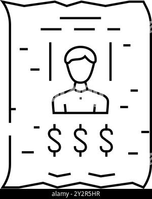 wanted poster crime line icon vector illustration Stock Vector Image ...