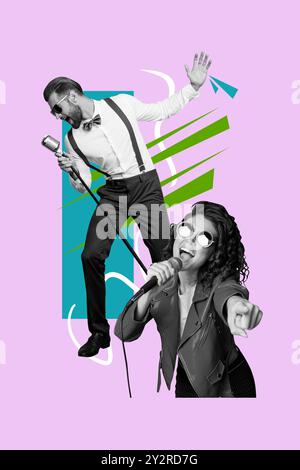 Singer's performance poster. Man with microphone on bright background ...