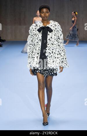 Model Victoria Fawole walks on the runway at the Coperni fashion show ...