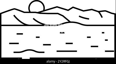 martian sunset mars planet line icon vector. martian sunset mars planet ...