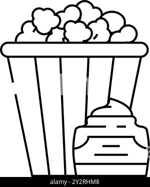 caramel popcorn food line icon vector illustration Stock Vector Image ...