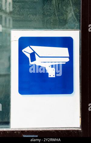 CCTV recording warning sign at the entrance of Stracathro Hospital ...