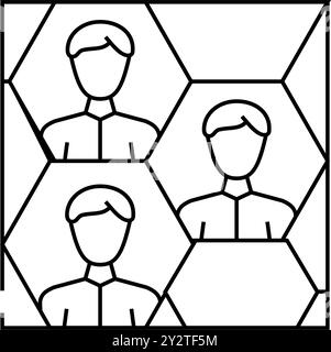 honeycomb networking line icon vector. honeycomb networking sign ...