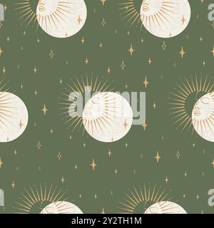 Celestial Moon Face Astrology Seamless pattern Stock Vector Image & Art ...