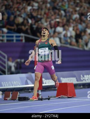 Aymane El Haddaoui of Morocco competing in the men’s 400m T47 at the ...