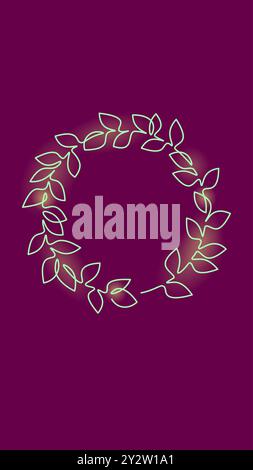 Single continuous line flower circle frame. Hand drawn round line ...
