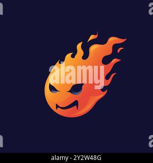 red evil devil comet smile icon. fireball smiley Face . Isolated ...