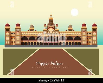 illustration of Mysore Palace of the State of Karnataka, India Stock ...