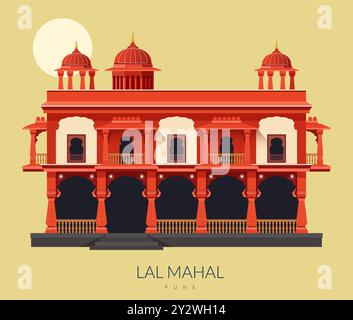 The Lal Mahal (Red Palace) of Pune - Stock Illustration as EPS 10 File ...