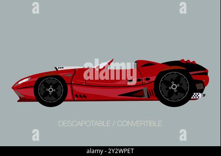 side view of convertible custom car, flat design, fully editable Stock ...