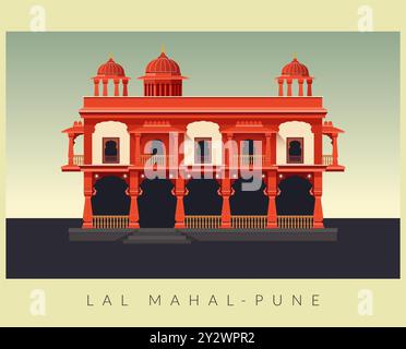 The Lal Mahal (Red Palace) of Pune - Stock Illustration as EPS 10 File ...