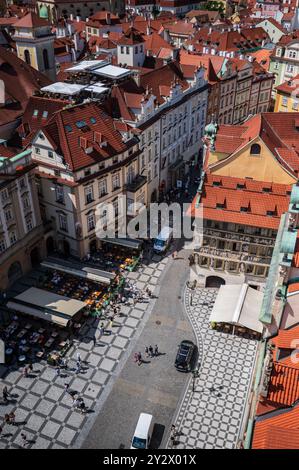 Prague skyline rooftop view with historical buildings in Czech Republic ...