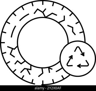 car tires recycling waste line icon vector. car tires recycling waste ...
