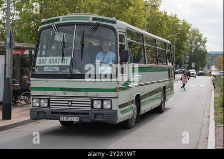 Front view of a classic green Pegaso 7217 A1 military truck used for ...