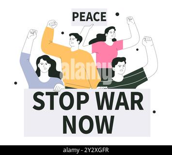 Women and men protest with stop and no signs Stock Vector Image & Art ...