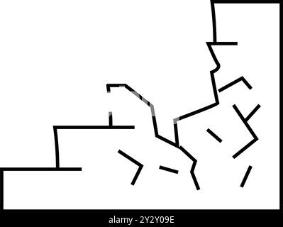 damaged stair line icon vector. damaged stair sign. isolated contour ...