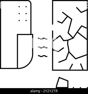 glass break sensor line icon vector. glass break sensor sign. isolated ...