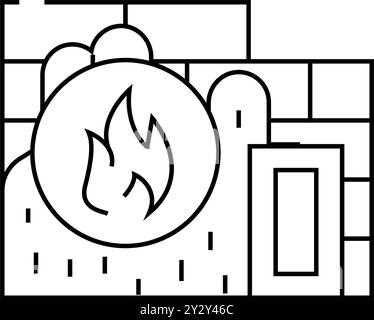 flame proof building material line icon vector. flame proof building ...