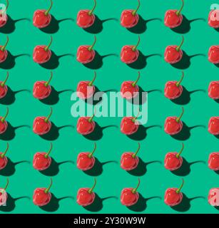 Red and green hot pepper seamless pattern on yellow background Stock ...