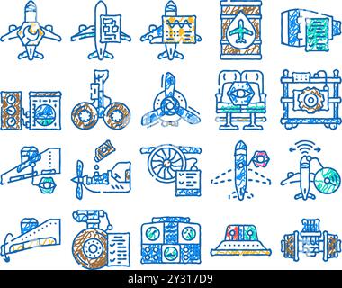aircraft mechanic icons hand drawn Stock Vector Image & Art - Alamy