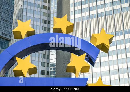 Euro Logo, Eurotower, EZB, Kaiserstraße, Frankfurt am Main, Hessen ...