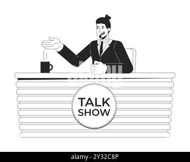 Talk show panel table 2D cartoon object Stock Vector Image & Art - Alamy