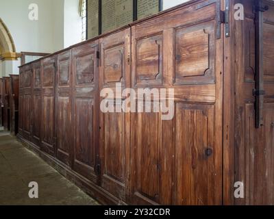 Box pews at the Church of St John the Baptist at Inglesham by the River ...