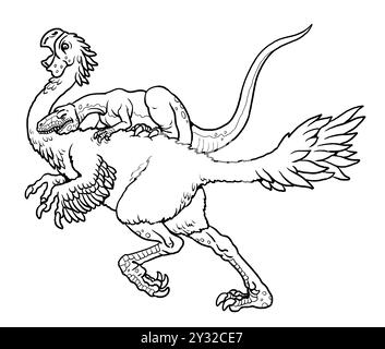 Dinosaur Gigantoraptor. Prehistoric Animal Coloring Page Stock Photo ...