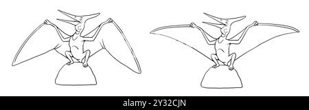 Family of Pterosaurs - Pteranodon. Dinosaur illustration to color in ...
