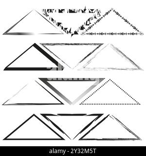 Triangle grunge texture element frame border shape icon for decorative ...