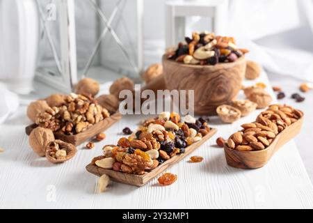 Dried fruits and nuts. Presented raisins, walnuts, almonds, goji ...