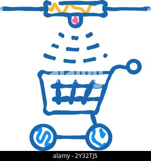 control of movement of carts color icon vector. control of movement of ...