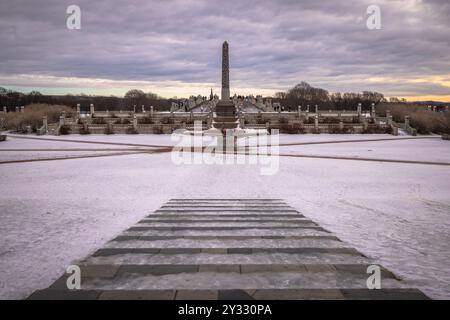 Oslo - February 11 2023: Statues in the famous Vigeland Park in Oslo ...