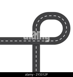 Flat Road Design with Dashed Markings. Scenic Cartoon Highway, Isolated ...