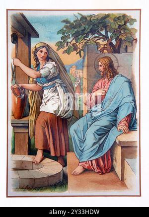 Illustration of Christ and the Woman of Samaria (Gospel of John) Jesus ...