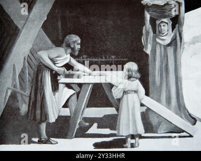 Illustration of the Child Jesus Christ Helping his Father with his ...