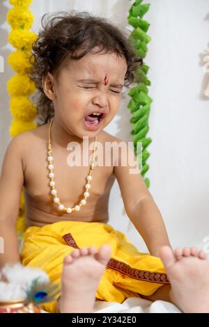 cute indian baby boy crying with tears drop at indoor Stock Photo - Alamy