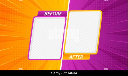Before and After screen. Comparison banner with empty space. Template ...