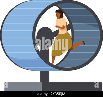 Businesswoman running in a hamster wheel Stock Vector Image & Art - Alamy